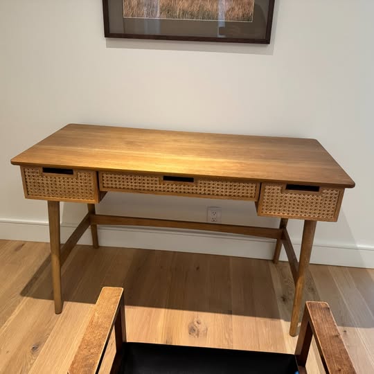 Mid-Century Cane & Wood Desk – Hilda Design
